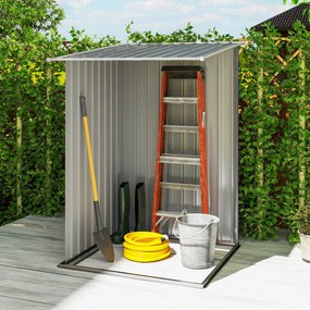 Outsunny ocelový přístřešek na nářadí 0,92 m² Uzamykatelný zahradní přístřešek s jednoplášťovou střechou, 100x103x160cm, šedý| Aosom