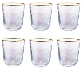SMERALDA Sada sklenic se zlatým okrajem 280 ml 6 ks