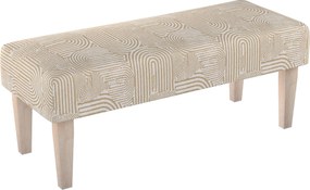 Dlouhá lavička 100x40cm barva béžová látka pletený vzor, vzorované