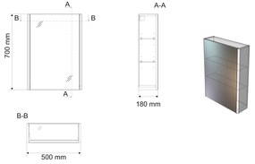Aqualine Aqualine, DENEB galerka 50x70x18cm, bílá mat, DN050