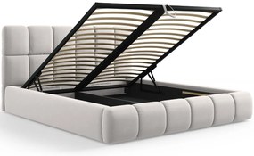 Světle šedá sametová dvoulůžková postel MICADONI Bellis 160 x 200 cm