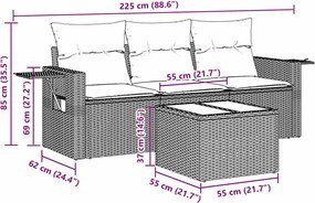 4dílná zahradní sedací souprava s poduškami černá polyratan 3252203