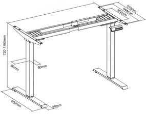 Výškově nastavitelný stůl, 2 motory, 745 - 1215 mm, ergonomický L/P, deska 1600 x 1200 mm, bílá podnož, bílá