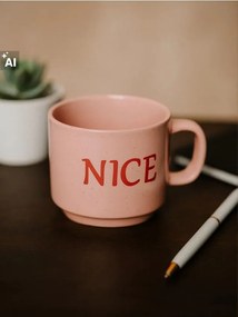 Sinsay - Hrnek s nápisem - pastelová růžová