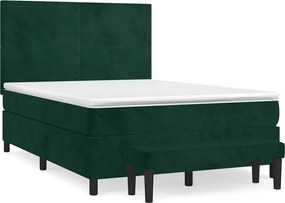 Box spring postel s matrací tmavě zelená 140x200 cm samet 3137728