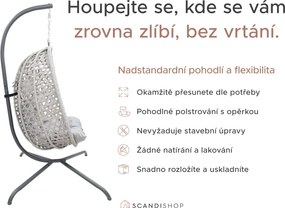 Závěsné křeslo MOLINE s černým stojanem, béžové