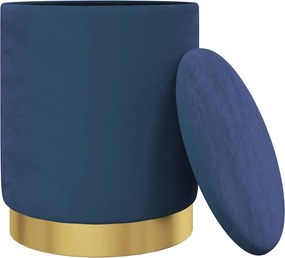 Kulatá stolička s úložným prostorem modrá samet 31 x 37 cm 340284