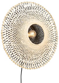 Orientální nástěnná lampa bambus 50 cm se zástrčkou - Rina
