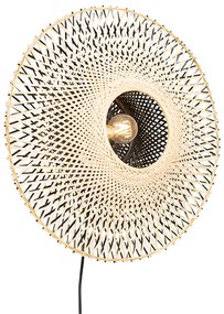 Orientální nástěnná lampa ratanová 50 cm se zástrčkou - Rina