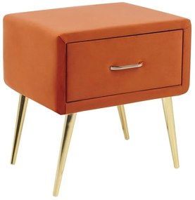 Sametový noční stolek se zásuvkou oranžový FLAYAT Beliani