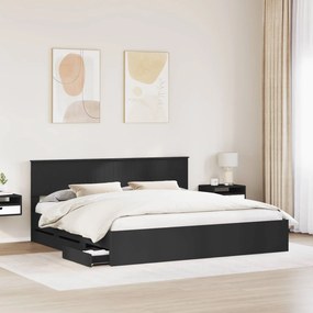 Rám postele se zásuvkou Černá 200 x 200 cm Inženýrské dřevo 3410673