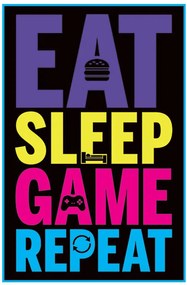 Plakát, Obraz - Eat, Sleep, Game, Repeat - Gaming, (61 x 91.5 cm)