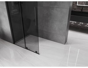 Mexen Velar, sprchová zástěna s posuvnými dveřmi Walk-in 100 x 200 cm, 8mm šedé sklo, černá matná, 871-100-000-43-70
