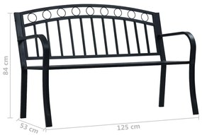 vidaXL Marketos Zahradní lavice 125 cm černá ocel