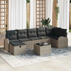 Set pohovek s polštářem s úložištěm Šedá polyratan 3359108