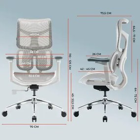 Sihoo S100-M302 bílá / Kancelářské ergonomické křeslo / Síťový potah