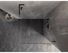 Mexen Lunar-B L výklopný sprchový kout pravý 100 x 100 cm, čiré sklo, černá matná, 832L-100-100-70-00-P