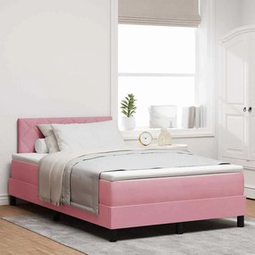 Postel s boxspringem s čelo Růžová 120 x 190 cm samet 3339229