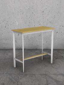 Barový stůl bílý A10, masiv dub přírodní, 110 x 51 cm