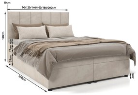 SFAB Kontinentální čalouněná postel VENUS (160x200 cm) Látka Velutto: Velutto 18 - Šedá