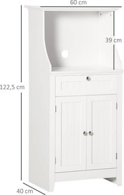 HOMCOM Kuchařský vozík Mikrovlnná skříň Kyvný kabinet s zásuvkou a policí 2 dveře Prostor proti převrhnutí pro jídelnu 60x40x122,5 cm Bílá
