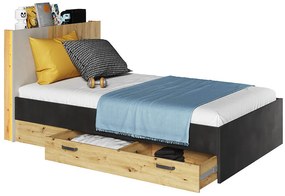 Dětská postel 120x200 Arno s úložným prostorem, dub artisan/ šedá