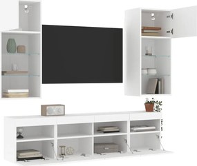 vidaXL 5dílná obývací stěna s LED osvětlením kompozitní dřevo [3216746] Barva: Bílá