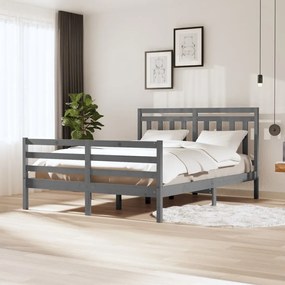 Rám postele šedý masivní dřevo 160 x 200 cm,  3100666