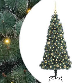 Umělý Vánoční Stromek s Osvětlením a Kuličkami Zelená 150 cm 3396157