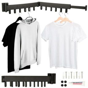 Creative Corner Teleskopický výsuvný nástěnný věšák 84 cm černý