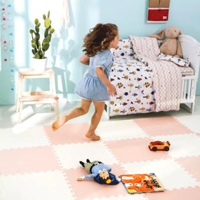 Ricokids pěnová podložka puzzle 60x60 cm 4 ks broskvová a bílá pro děti