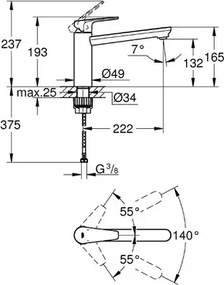 Grohe BauEdge - Dřezová baterie chrom