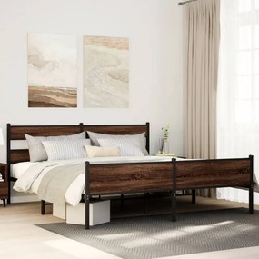 Kovový rám postele bez matrace hnědý dub 180 x 200 cm 3308517