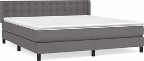 Box spring postel s matrací šedá 180x200 cm umělá kůže 3130797