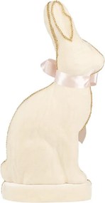 Dekorace béžový sametový králík s mašlí Fancy - 22*8*41 cm