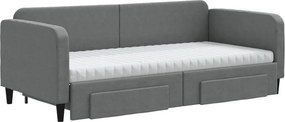 Válenda s přistýlkou a zásuvkami tmavě šedá 90 x 200 cm textil 3196871