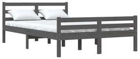 Rám postele šedý masivní dřevo 135 x 190 cm dvojlůžko - Default Title