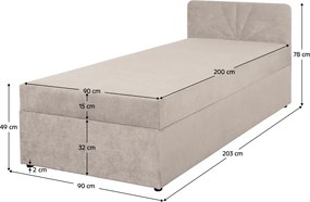 Boxspringová postel, jednolůžko, béžová, 90x200, univerzální, SUPA