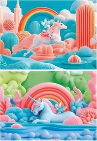 EDUCA Puzzle Magičtí jednorožci / 2x48 dílků