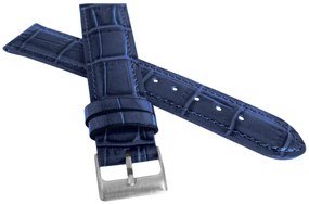 Modrý prošitý řemínek LAVVU CROCO z luxusní kuže Top Grain - 20mm LSIUL20