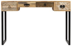 vidaXL Psací stůl z masivního mangovníku a pravé kůže 117 x 50 x 76 cm