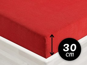 Froté napínací prostěradlo na vysokou matraci FR-007 Sytě červené 160 x 200 - výška 30 cm
