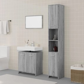3dílný set koupelnového nábytku šedý sonoma kompozitní dřevo 3152717