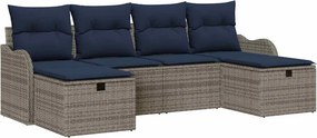 Set pohovek 6 ks 6-Počet míst Šedá a námořnická polyratan 3359024