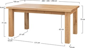 Massivo.cz Jídelní stůl Lanciano 100x200 cm, rozkládací, Dub, masiv