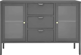 Příborník antracitový 105 x 35 x 70 cm ocel a tvrzené sklo 336078