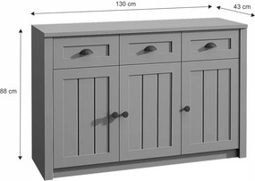 Komoda se skříňkami a šuplíky, šedá, PROVANCE