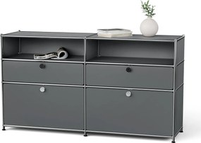 Tchibo - Kovová odkládací skříňka »Cn3« se 2 výklopnými dvířky - barva: šedá