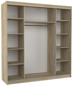Šatní skříň s posuvnými dveřmi Spectra - 200 cm Barva: Bílá/dub Sonoma