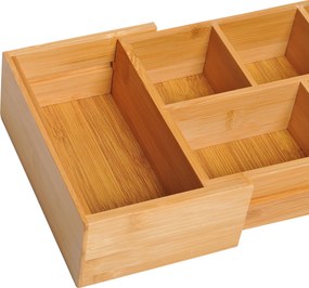 HOMCOM Úložný box Organizér box zásuvky, výsuvný organizér, bambus, přírodní, 24,6 x 17,6 x 7 cm| Aosom